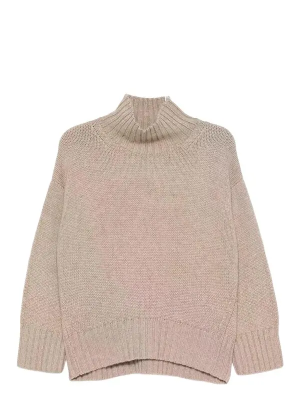 BEYOU Cashmere Roll Neck Sweater - Brown