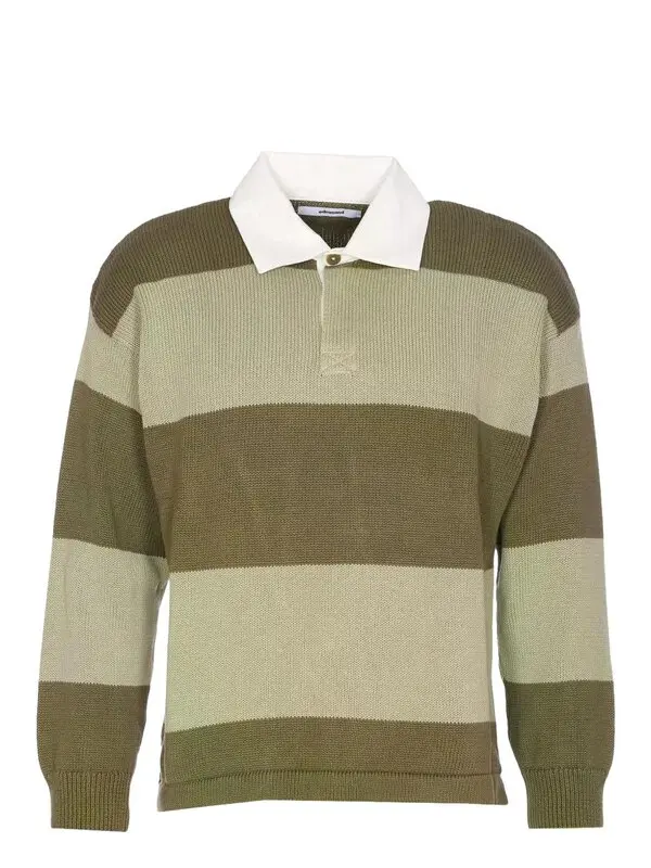 EDMMOND STUDIOS Striped Buttoned Polo Shirt - Green