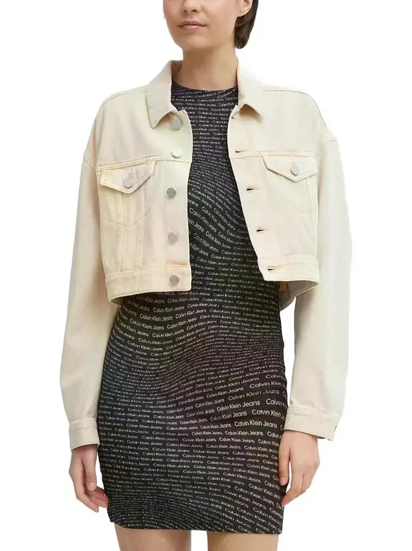 Dkny Buttoned Logo-print Jacket - Neutrals