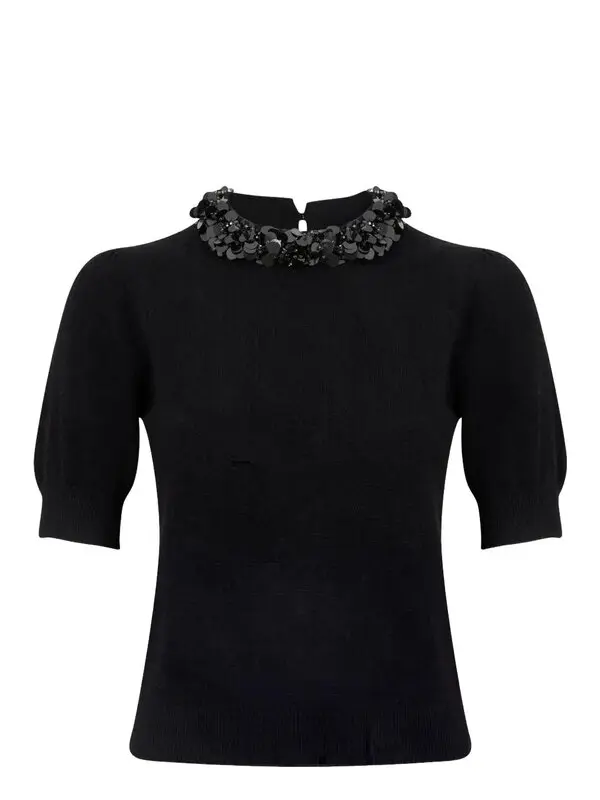 Ulla Johnson Liv Embroidered Knit Top - Black