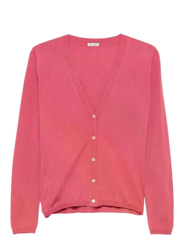 Miu Miu V-neck Button-up Cardigan - Pink