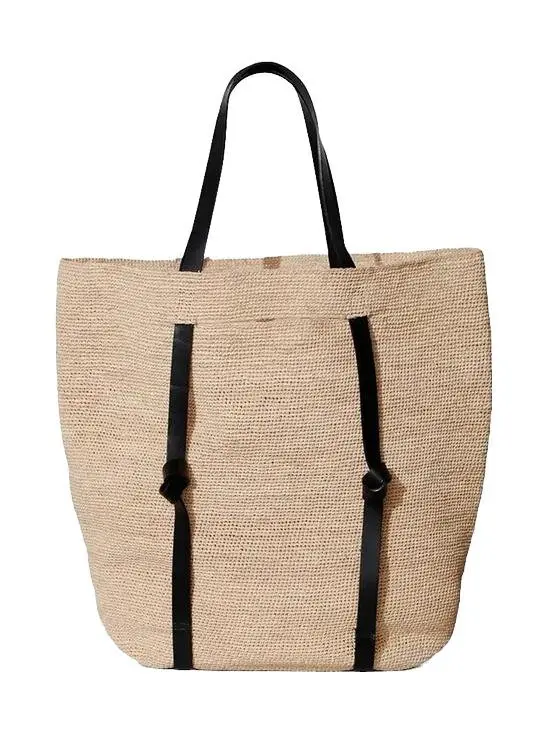 Janessa Leoné Tanner Raffia Tote Bag - Chocolate