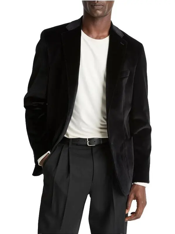 Vince Cotton Velvet Classic Sport Coat - Black