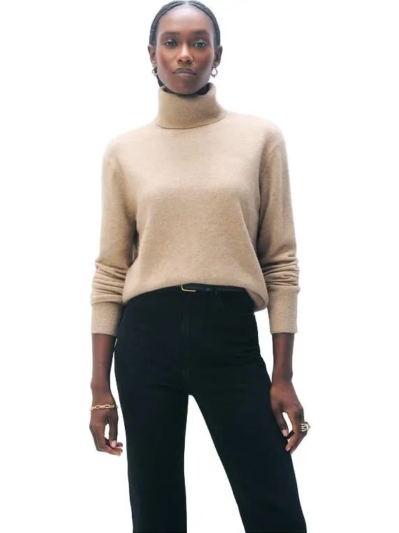 WHITE & WARREN Cashmere Turtleneck Sweater - Natural
