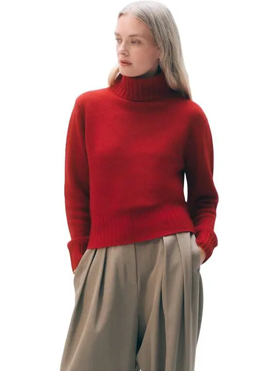 WHITE & WARREN Cashmere Featherweight Turtleneck - Natural