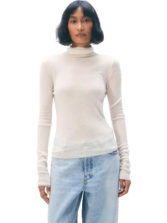 WHITE & WARREN Superfine Cashmere Blend Turtleneck - White