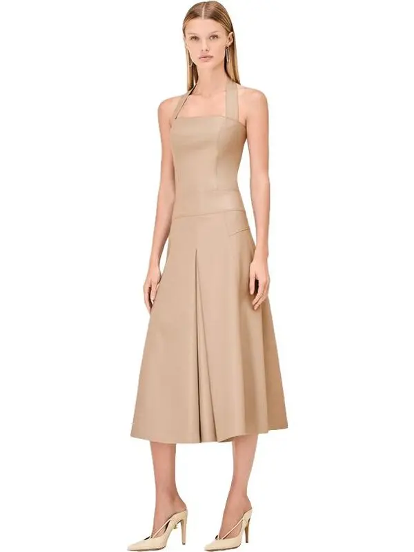 Alexis Imena Halterneck Midi Dress - Brown / Neutral