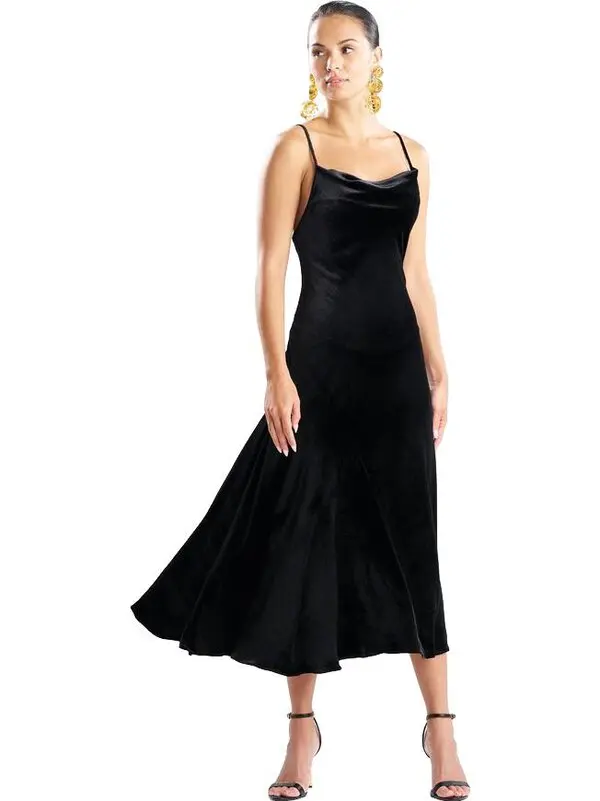 Natori Couture Velvet Silk Slip Gown - Black