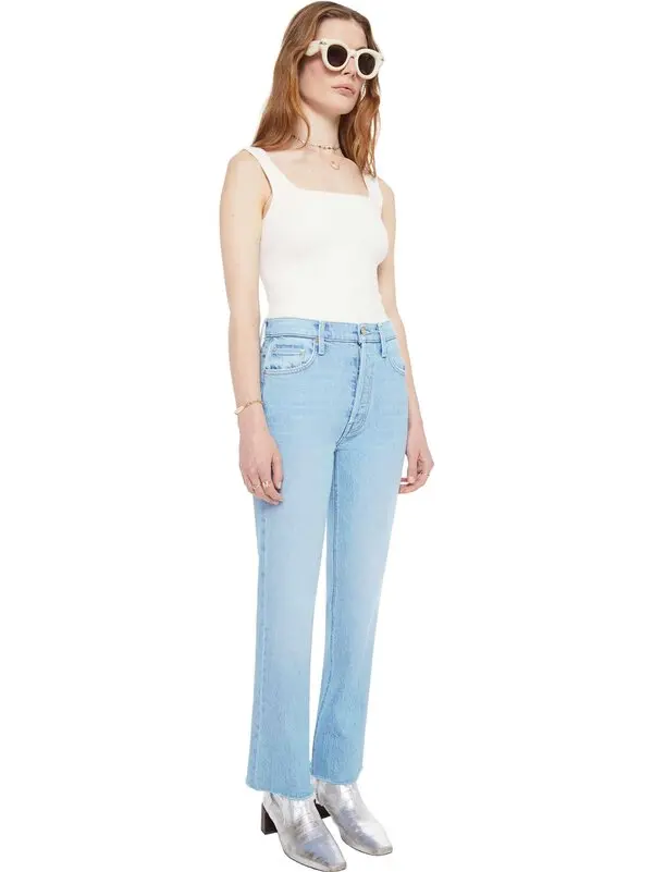 MOTHER The Tripper Flood Fray Jeans - Light Blue