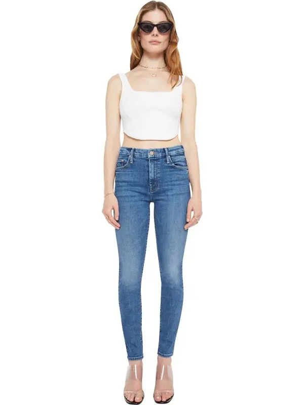 MOTHER High Waisted Looker Let's Split Jeans - Blue