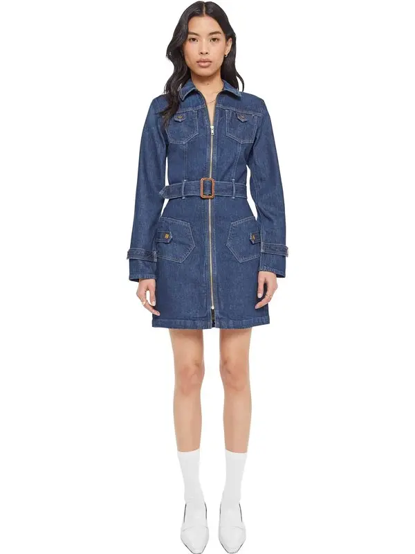 MOTHER The All-nighter Kicks And Riffs Denim Mini Dress - Blue