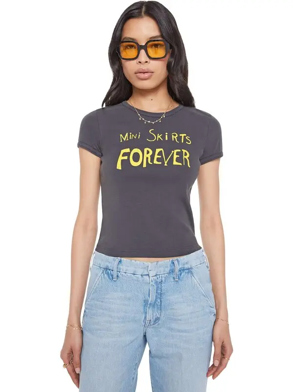 MOTHER The Itty Bitty Ringer Mini Skirts Forever T-shirt - Black