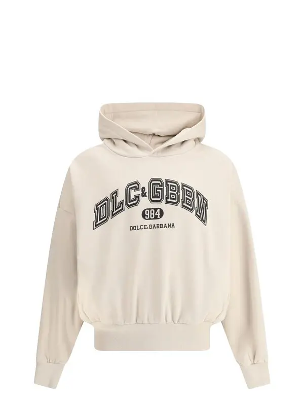 Dolce & Gabbana Printed Jersey Hoodie - Beige