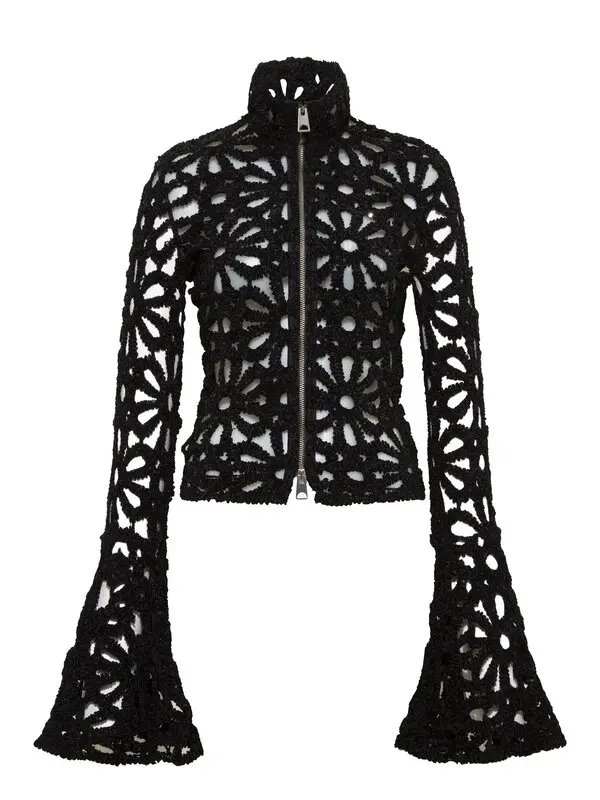 SIEDRES Jun Embroidered Zip-up Top - Black