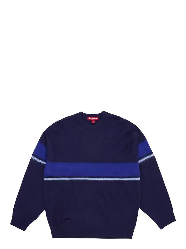 Supreme Brushed Stripe Sweater - Navy Blue