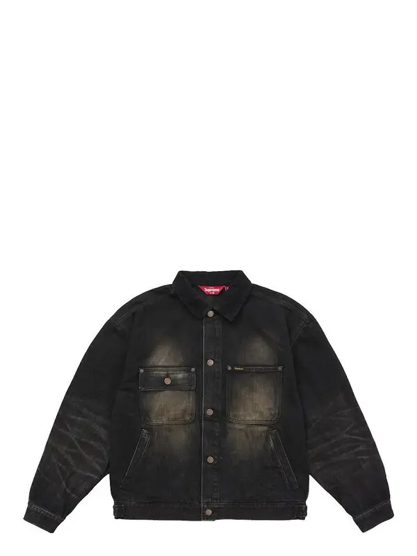 Supreme Distressed Selvedge Trucker Jacket - Washed Black