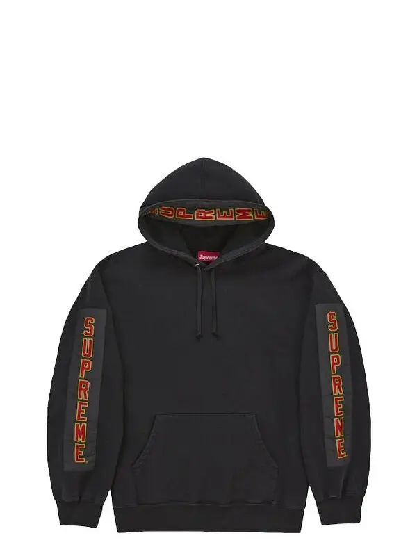 Supreme Woven Patches Hooded Sweatshirt - Black