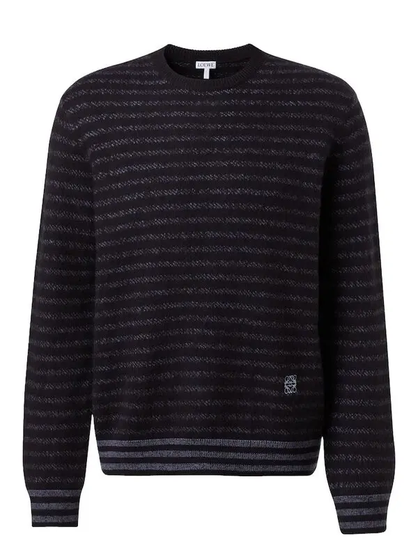 Loewe Anagram Striped Wool Sweater - Blue