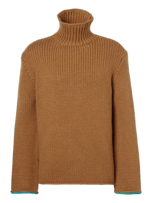 Loewe Tan Wool Turtleneck Sweater - Brown