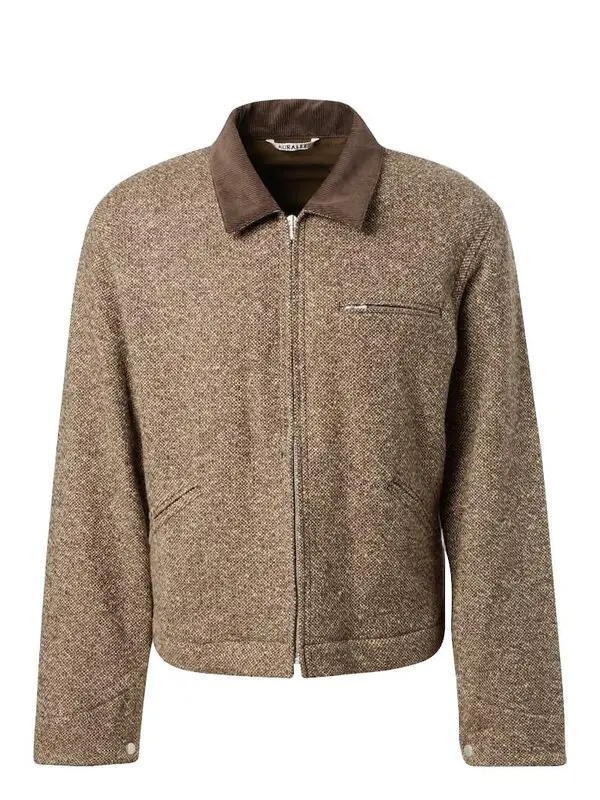 Auralee Corduroy-trimmed Wool Tweed Blouson Jacket - Brown