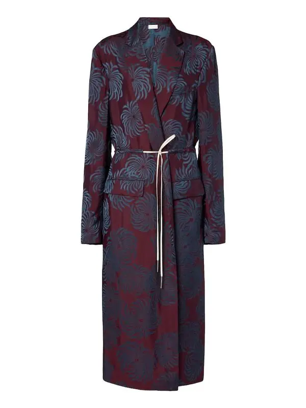 Dries Van Noten Printed Wrap Coat - Burgundy