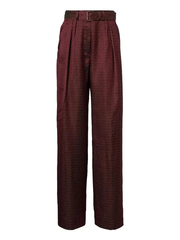 Dries Van Noten Belted High-rise Wide-leg Pants - Burgundy