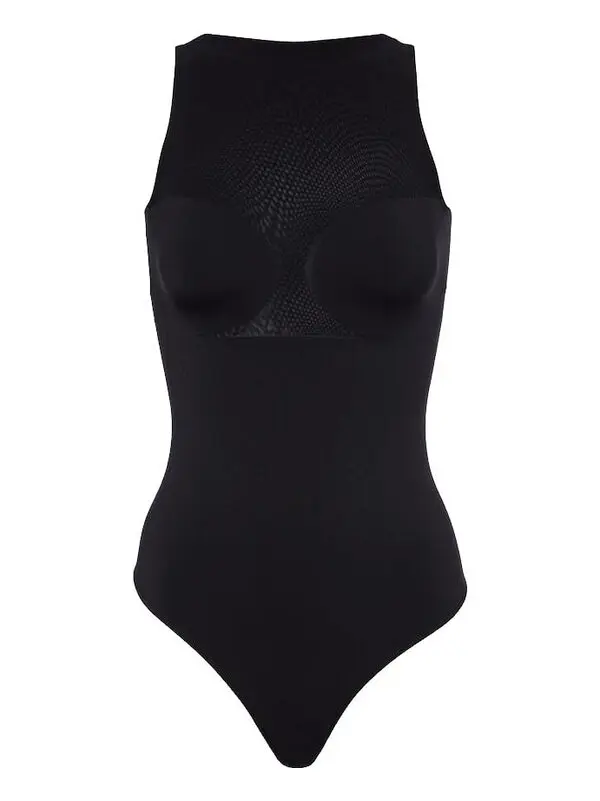 Wolford Bustier String Paneled Bodysuit - Black