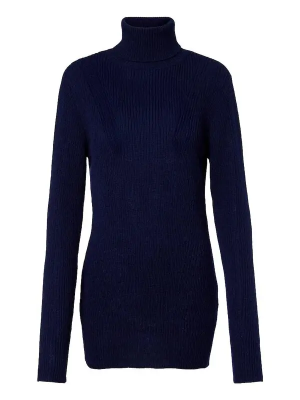 Dries Van Noten Ribbed-knit Wool Turtleneck Sweater - Blue