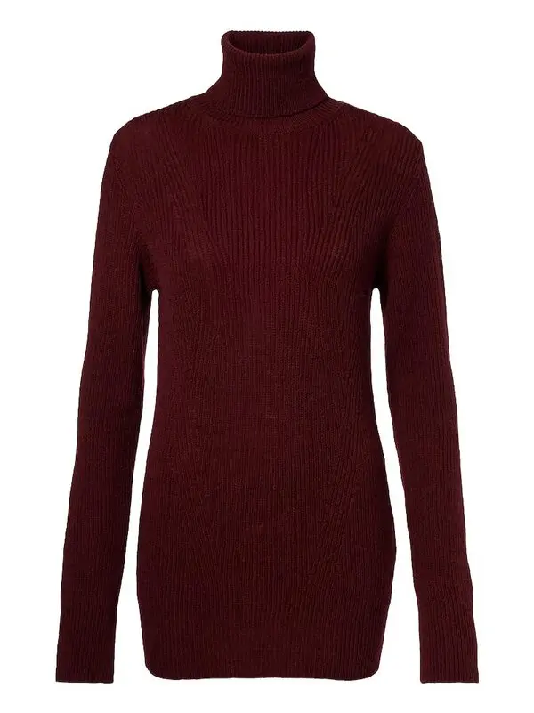 Dries Van Noten Ribbed-knit Wool Turtleneck Sweater - Burgundy