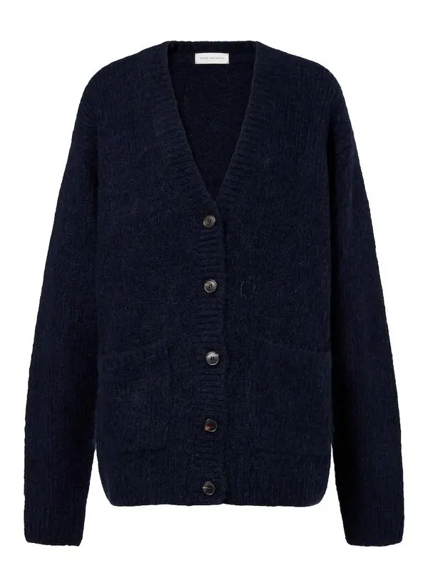Dries Van Noten Alpaca And Wool-blend Cardigan - Blue