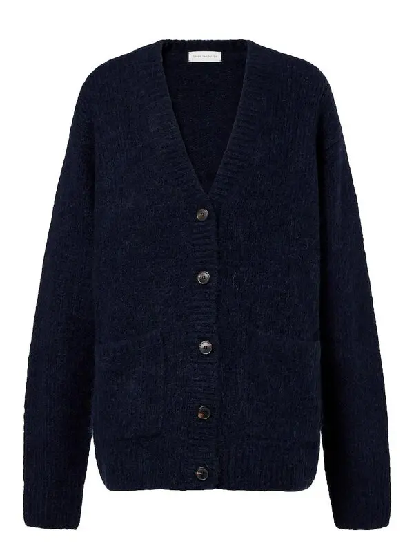Dries Van Noten Alpaca And Wool-blend Cardigan - Blue