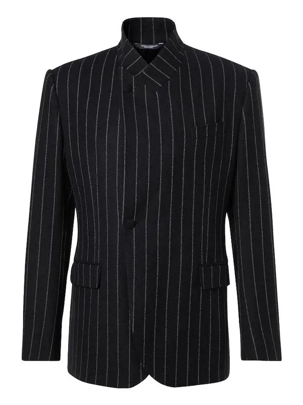 Dolce & Gabbana Pinstripe Wool-blend Blazer - Black