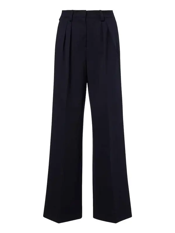 Max Mara Molo Pleated Wool And Cotton-blend Pants - Blue