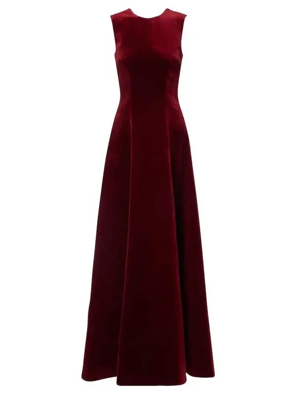 EMILIA WICKSTEAD Nodin Cotton Velvet Gown - Burgundy