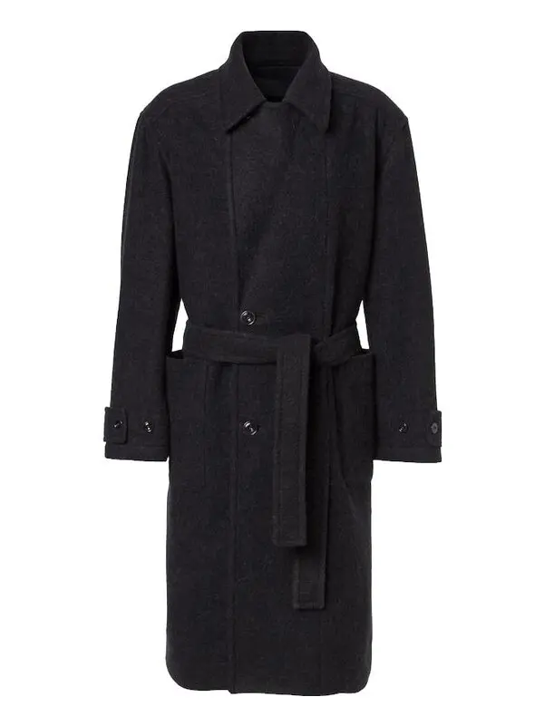 LEMAIRE Belted Alpaca And Wool Overcoat - Black