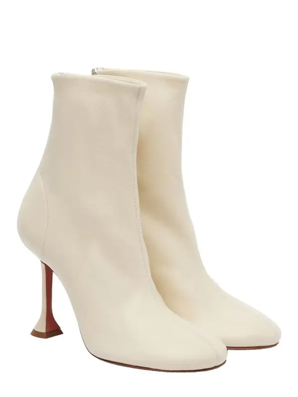 Amina Muaddi Iris 95 Leather Ankle Boots - White