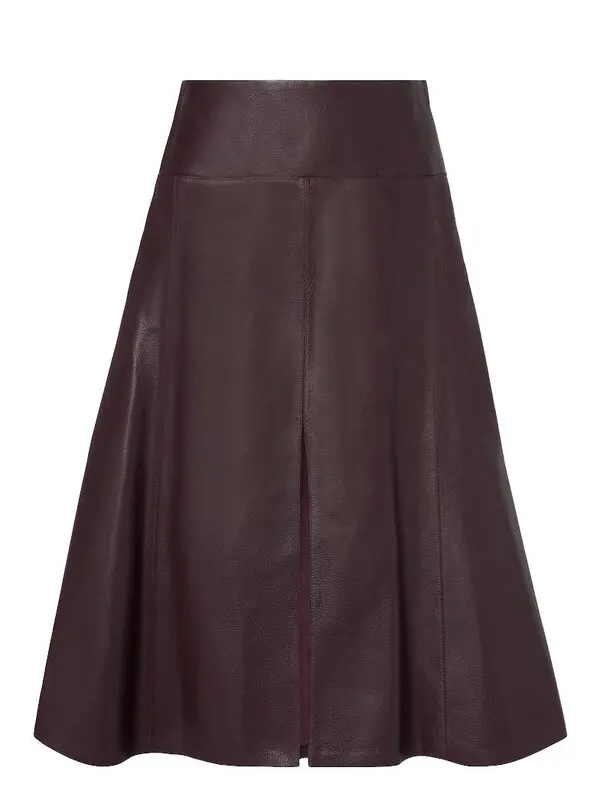 Alaïa Low-rise Leather Midi Skirt - Burgundy