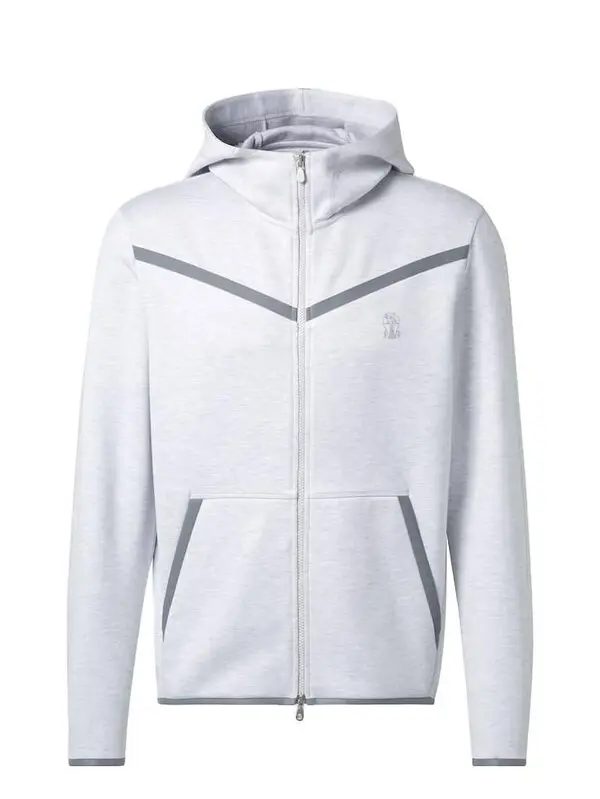 Brunello Cucinelli Cotton-blend French Terry Zip-up Hoodie - White
