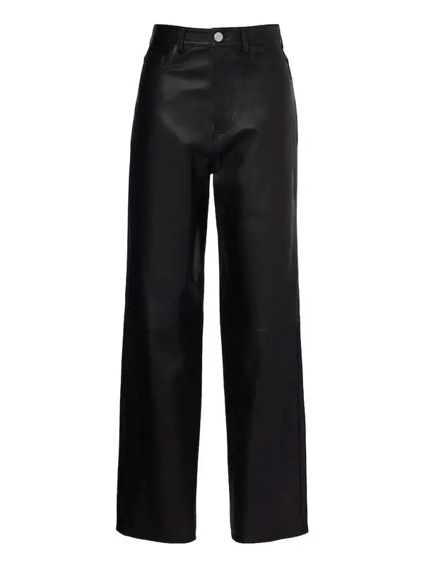 RÓHE High-rise Wide-leg Leather Pants - Black