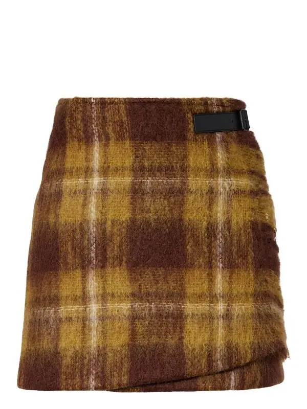 Loewe Checked Mohair And Wool Miniskirt - Yellow