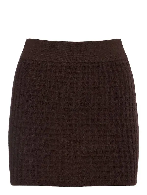Jardin Des Orangers Waffle-knit Wool And Cashmere Midi Skirt - Brown