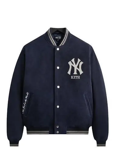 Kith X New York Yankees Suede Porter Bomber Jacket - Nocturnal