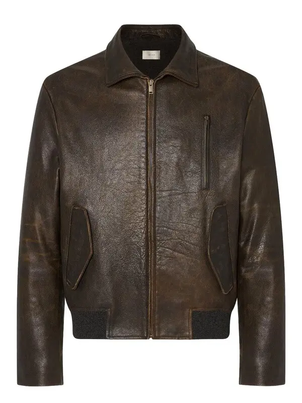 THE ROW Akia Leather Jacket - Dark Brown