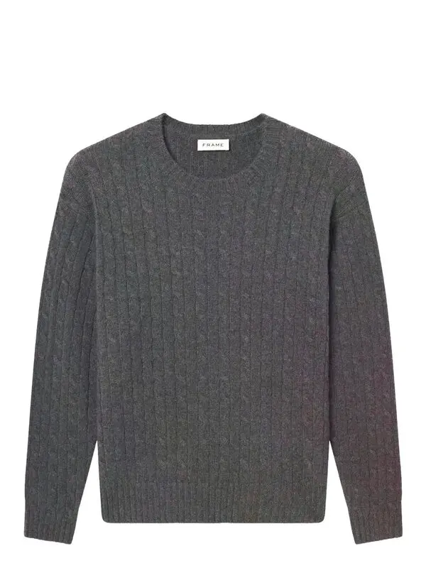 FRAME Cable-knit Crew-neck Knitwear - Grey