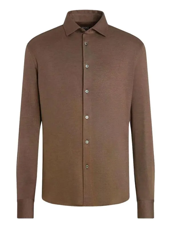 Zegna Cashmere-silk-blend Shirt - Brown