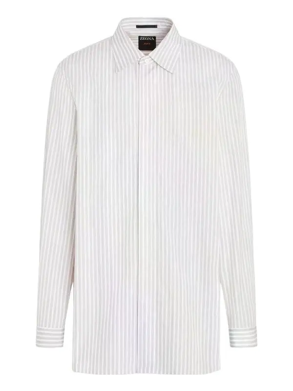 Zegna Centoventimila Striped Cotton Shirt - White