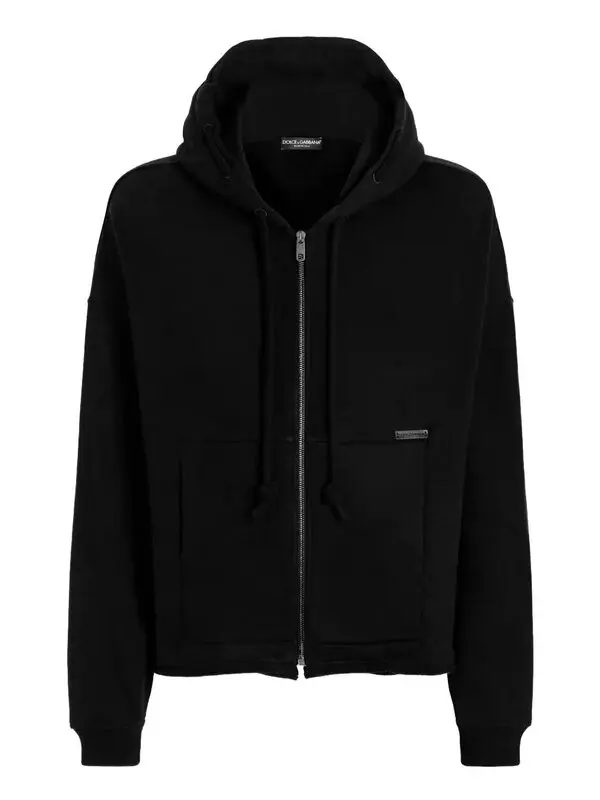 Dolce & Gabbana Zip-up Cotton Hoodie - Black