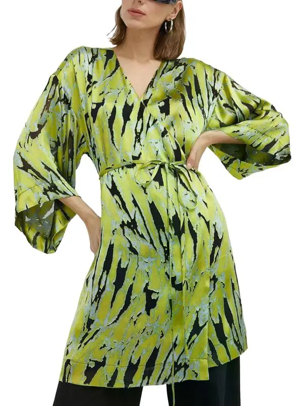 GESTUZ Tie-waist Printed Dress - Green