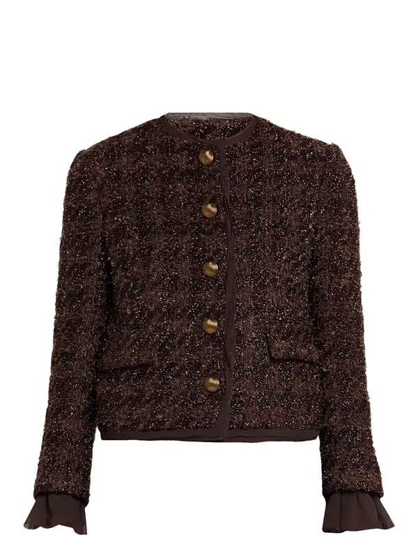 Veronica Beard Audrina Metallic Tweed Jacket - Dark Currant