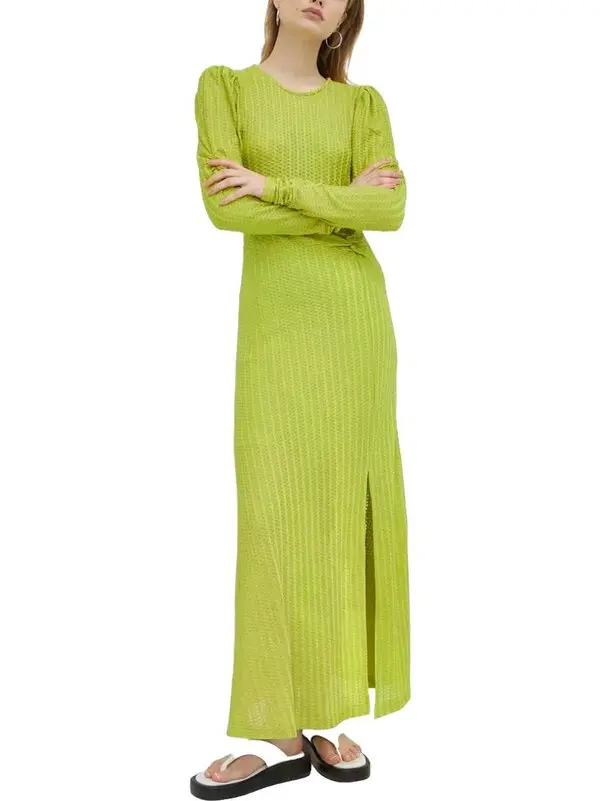 GESTUZ Ruched Long-sleeve Dress - Green